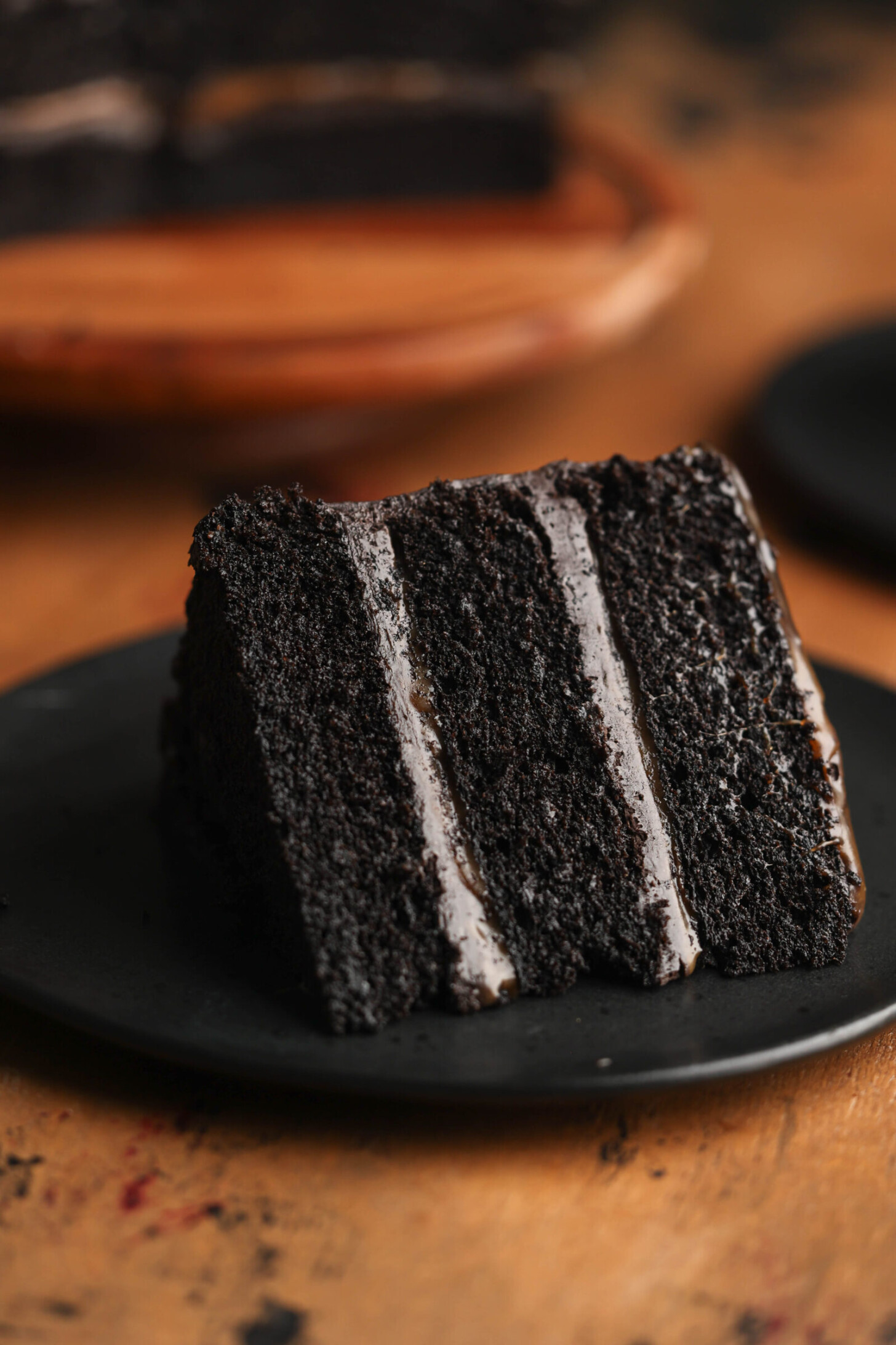Black Cocoa Caramel Cake Sturbridge Bakery